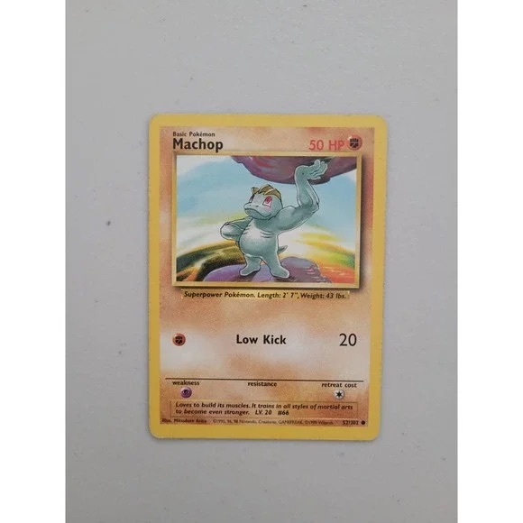Pokemon | Toys | Pokemon Machop Card With Red And Blue Accents | Poshmark